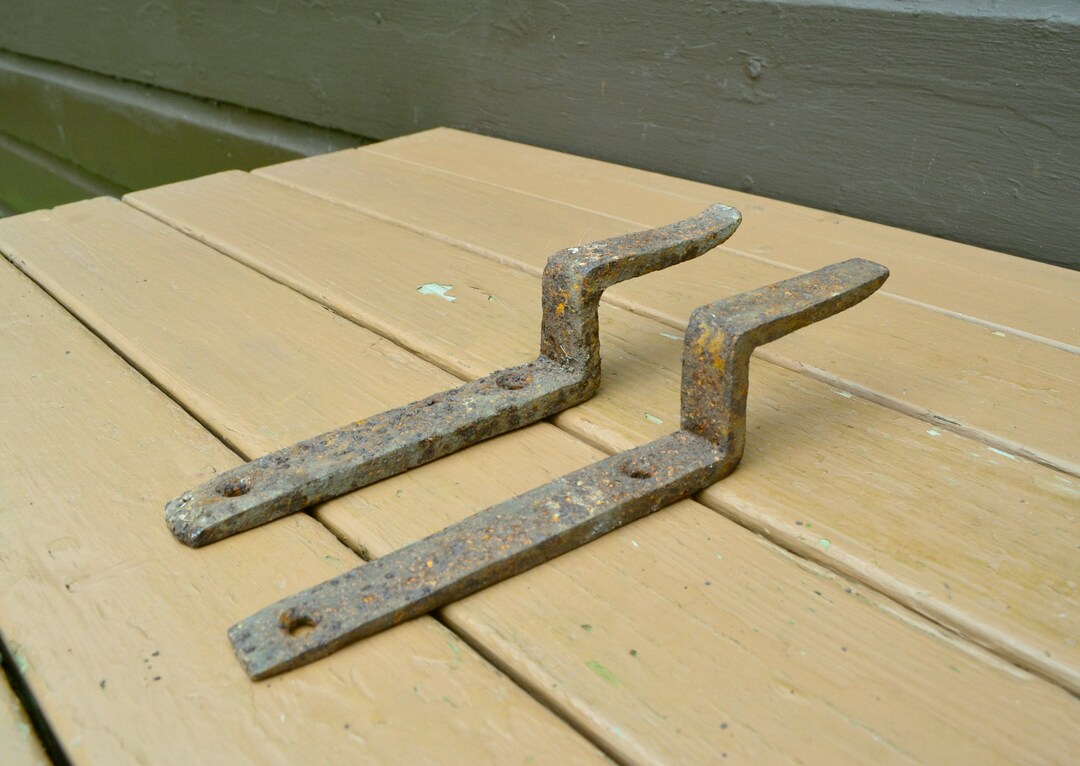 Antique Forged Iron Brick Wall Brackets for Mantle, Between Bricks ...