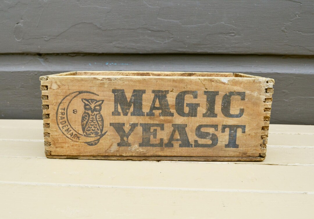 Wooden Box, Vintage Wood Crate Box, Owl Magic Yeast Box - Etsy