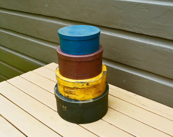 Paper Mache Pantry Boxes, Vintage Paper Covered Round Boxes, 4 Nesting ...