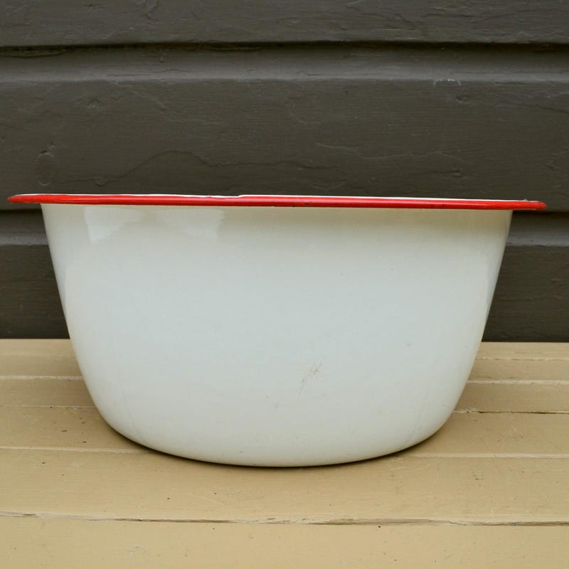 Red Enamel Bowl - Etsy