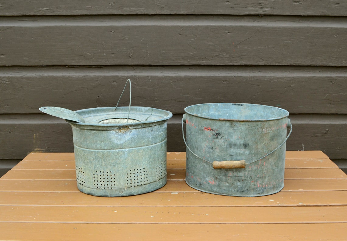 Galvanized Minnow Bucket Vintage Oval Bait Bucket Large Bait | Etsy