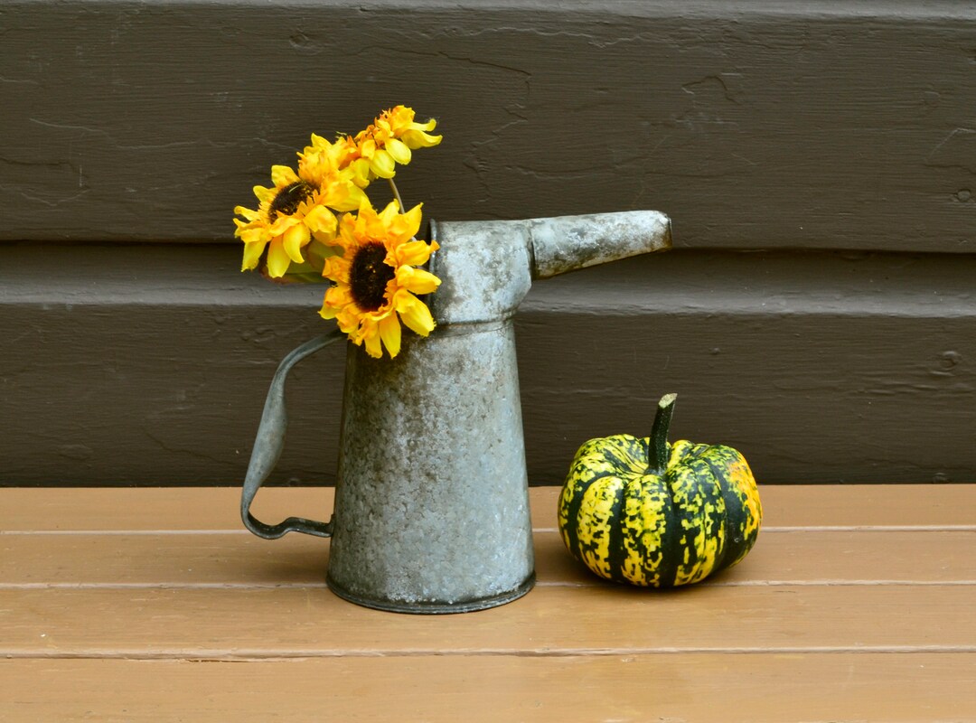 Oil Pitcher Rustic Galvanized Oil Can Rustic Oil Pitcher - Etsy