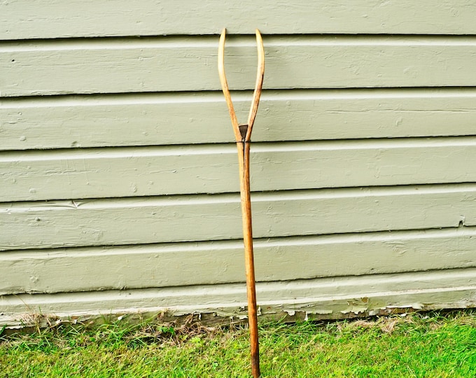 Small Oak Pitch Fork, Antique Wood Hay Fork, Farm Tool, Country Decor ...