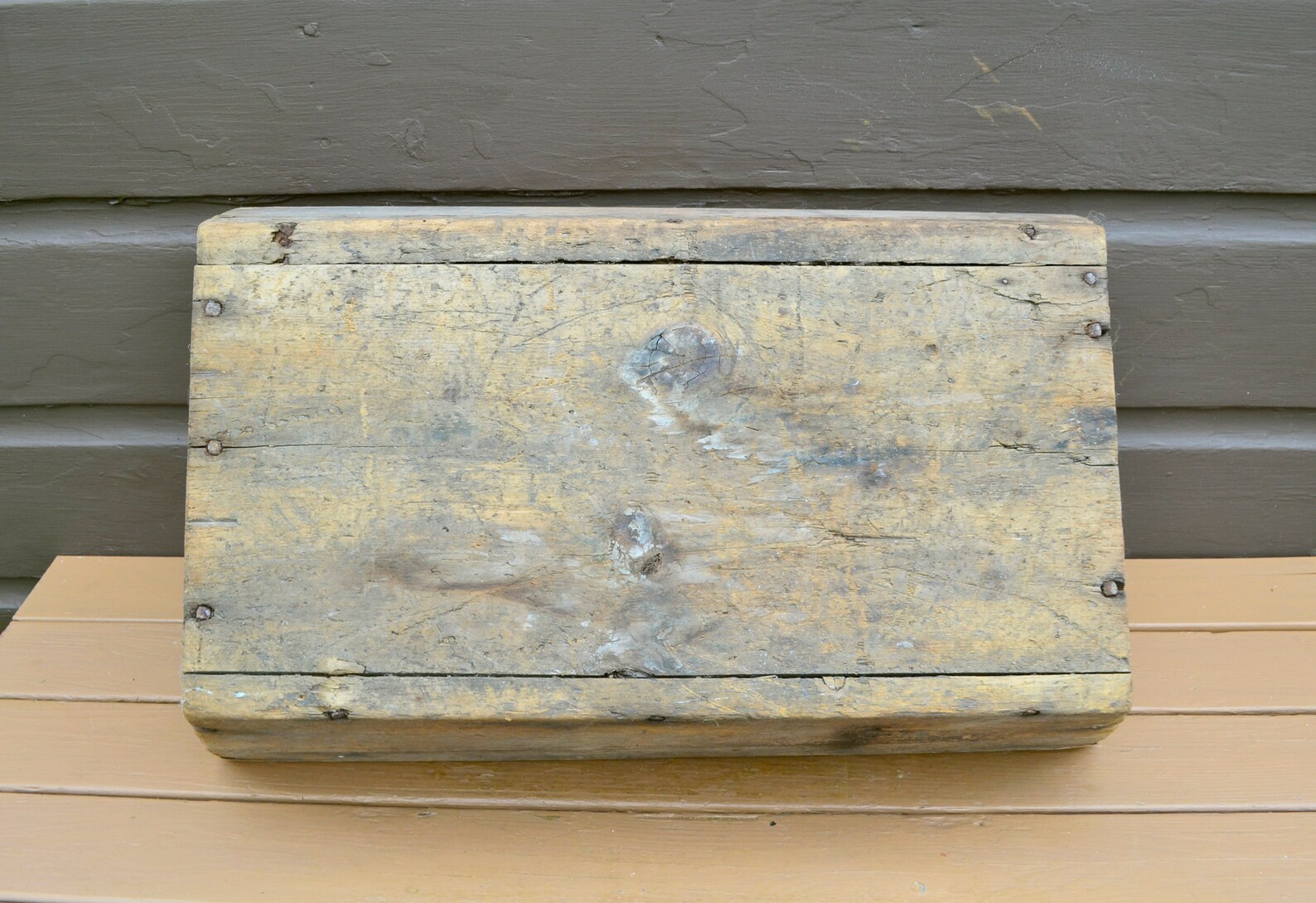 Large Antique Wooden Tool Box, Old Gathering Box, Rustic Carpenters Box ...