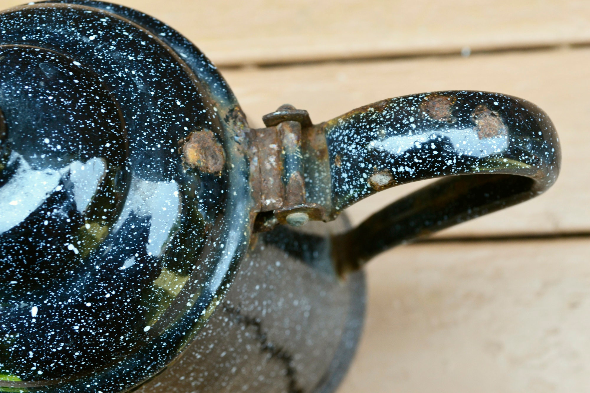 Black Enamelware Coffee Pot, Rustic Vintage Black Speckled Enamel ...