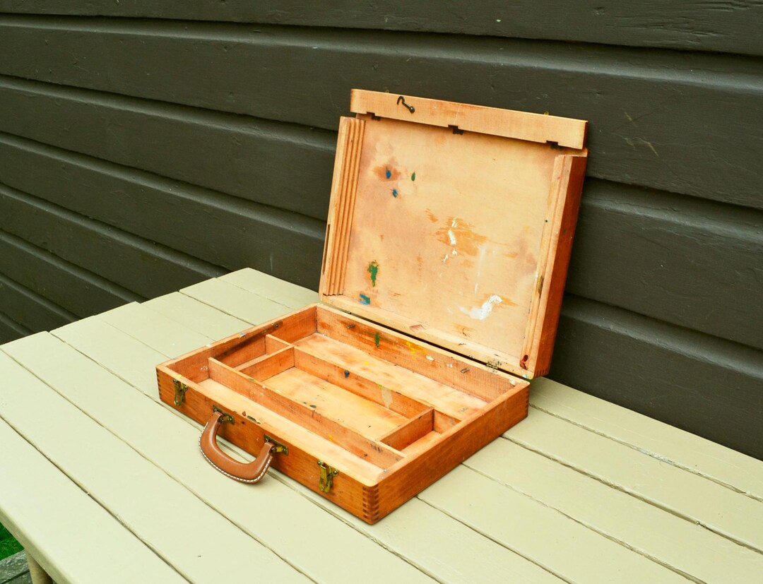 Artist Paint Box, Paint Box, Vintage Wooden Storage Box, Divided Wood ...
