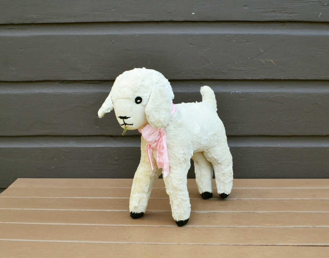 Large Toy Lamb, Vintage Life Sized Lamb Toy, Plush Baby Sheep, Easter ...