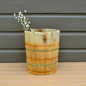Rustic Wooden Ice Cream Bucket, Vintage Ice Cream Churning Bucket ...