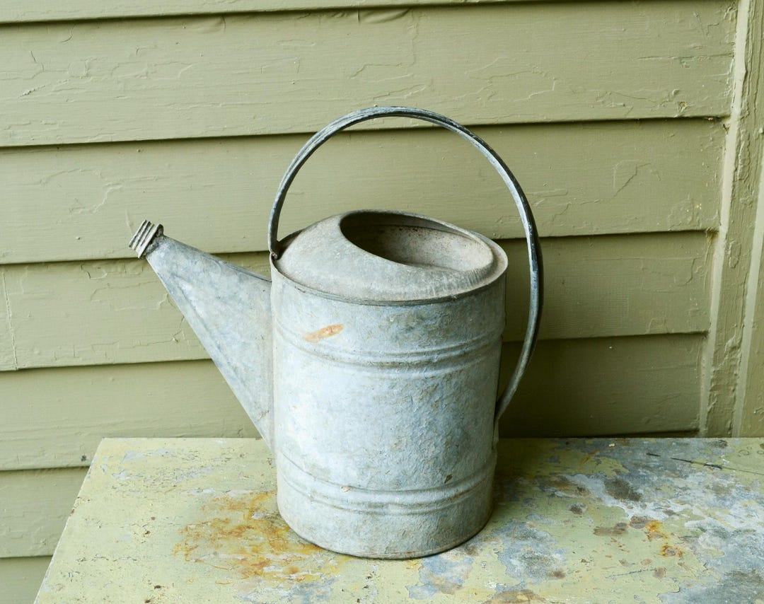 Galvanized Watering Can, Vintage No 10 Rustic Water Can, Leaky Holey ...