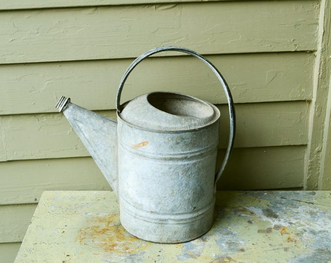 Galvanized Watering Can, Vintage No 10 Rustic Water Can, Leaky Holey ...