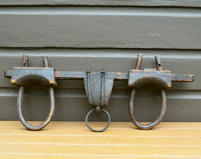 Antique Wooden Goat Yoke, Old Wood Walking Yoke, Adjustable Training ...