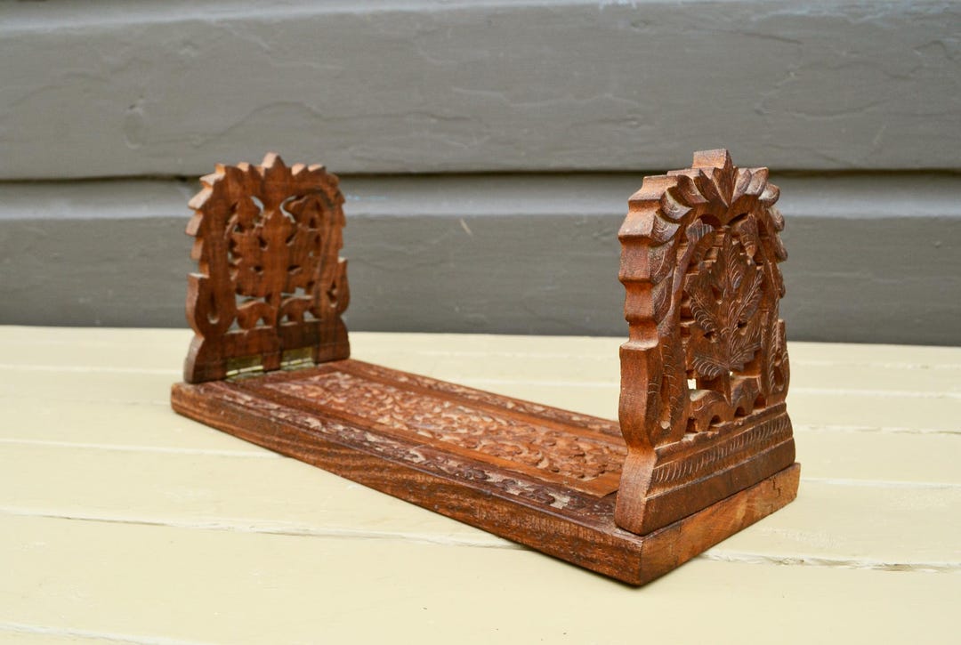 Carved Folding Book Rack, Carved Book Holder, Adjustable Wooden Book ...