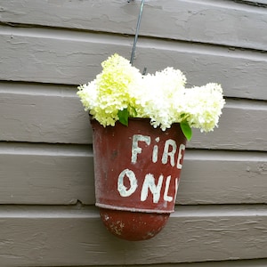 Galvanized FIRE Bucket, Antique Fire Pail, Round Bottom Fire Pail, Sand ...