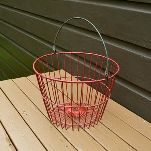 Large Wire Basket, Vintage Wire Basket, Red Coated Orchard Basket - Etsy