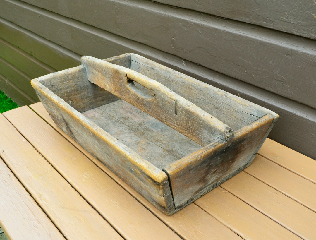 Large Antique Wooden Tool Box, Old Gathering Box, Rustic Carpenters Box ...