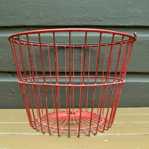 Large Wire Basket, Vintage Wire Basket, Red Coated Orchard Basket - Etsy