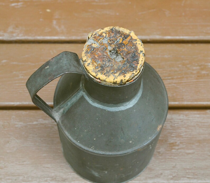 Tin Jug, Antique Soup Can, Vintage Lunch Can, Rustic Vase, Tinware ...