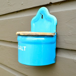 Enamel Salt Box, Blue Enamel Salt, Antique Enamel Salt Keeper, Danish ...
