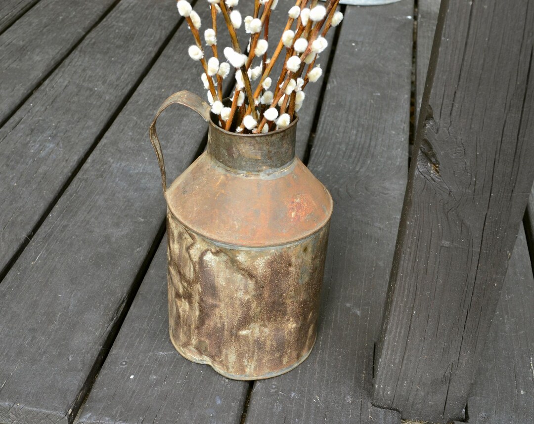 Tin Jug, Antique Tin Cream Can, Tinware Storage Jug, Whiskey Jug - Etsy