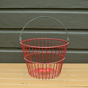 Large Wire Basket, Vintage Wire Basket, Red Coated Orchard Basket - Etsy
