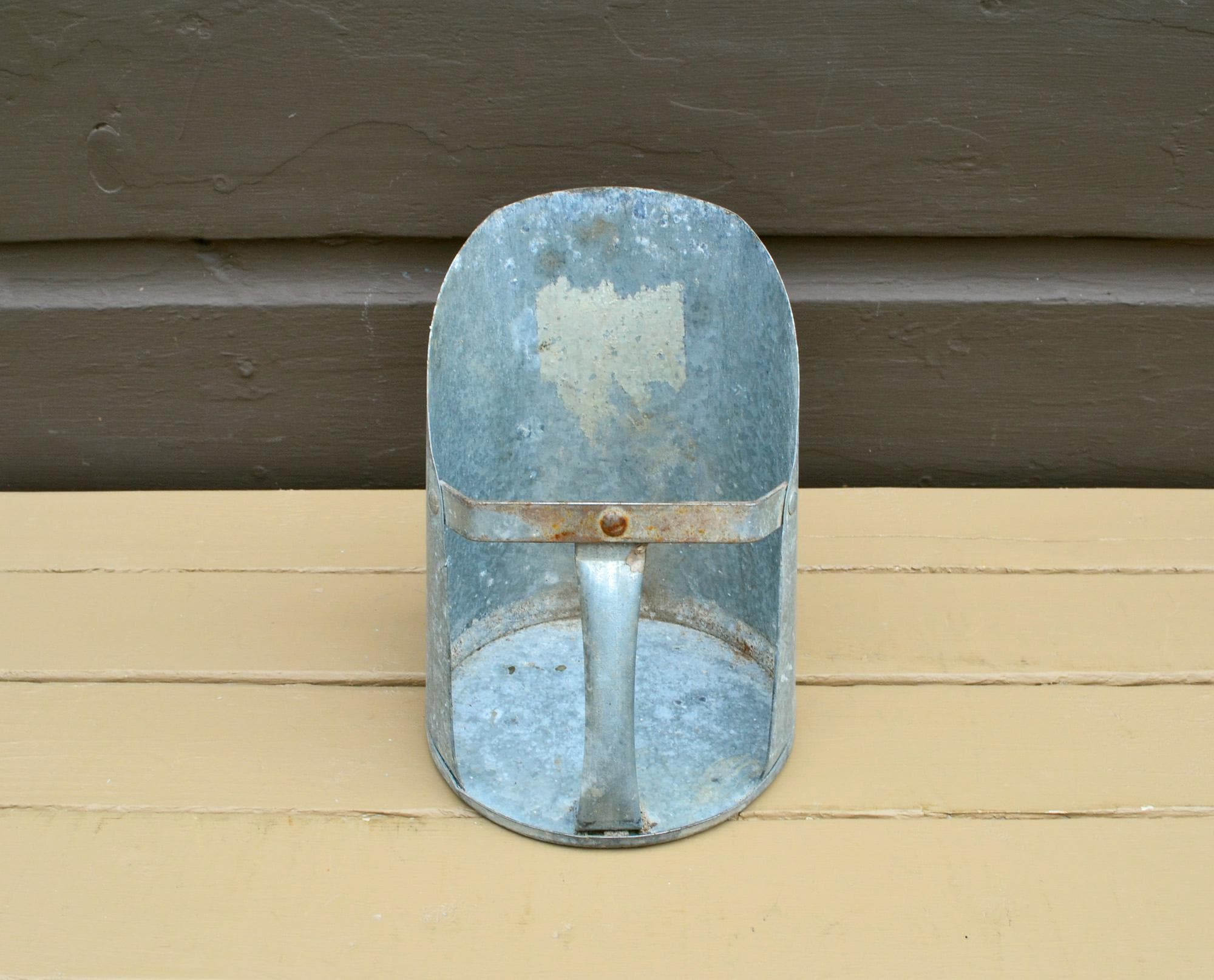 Old Grain Scoop, Vintage Galvanized Grain Scoop, Rustic Galvanized ...