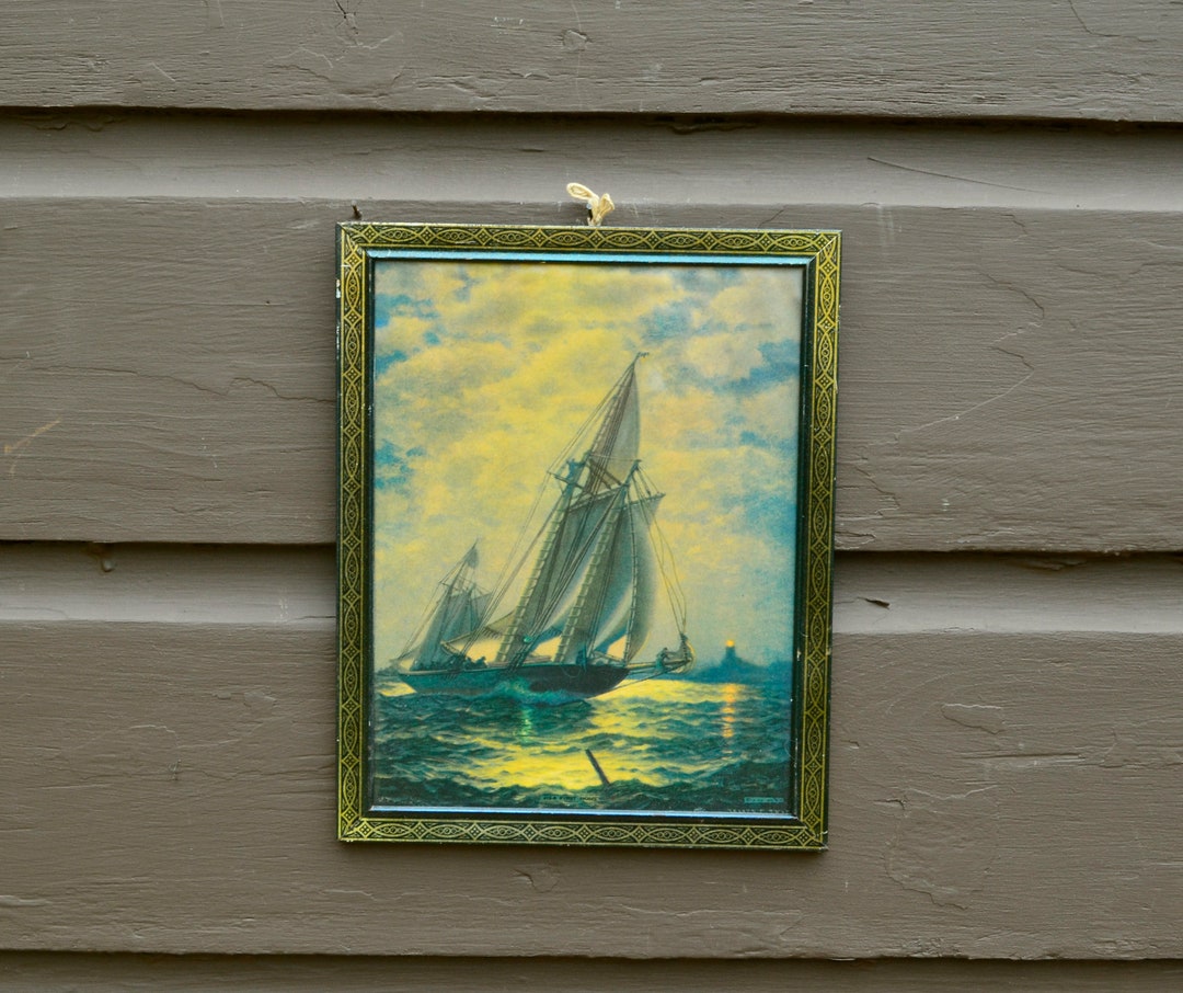 Framed Sailboat Print, Vintage James G Tyler Print, Coastal Art, Metal ...
