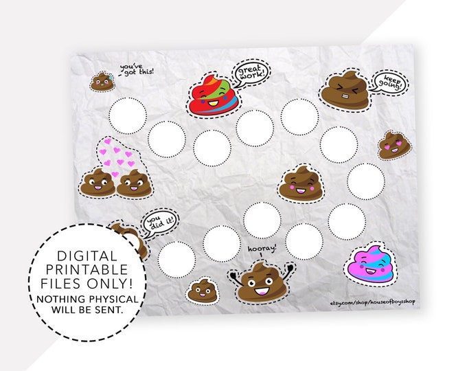 Rainbow Poop Emoji Reward Chart for Kids, Printable Instant Digital ...