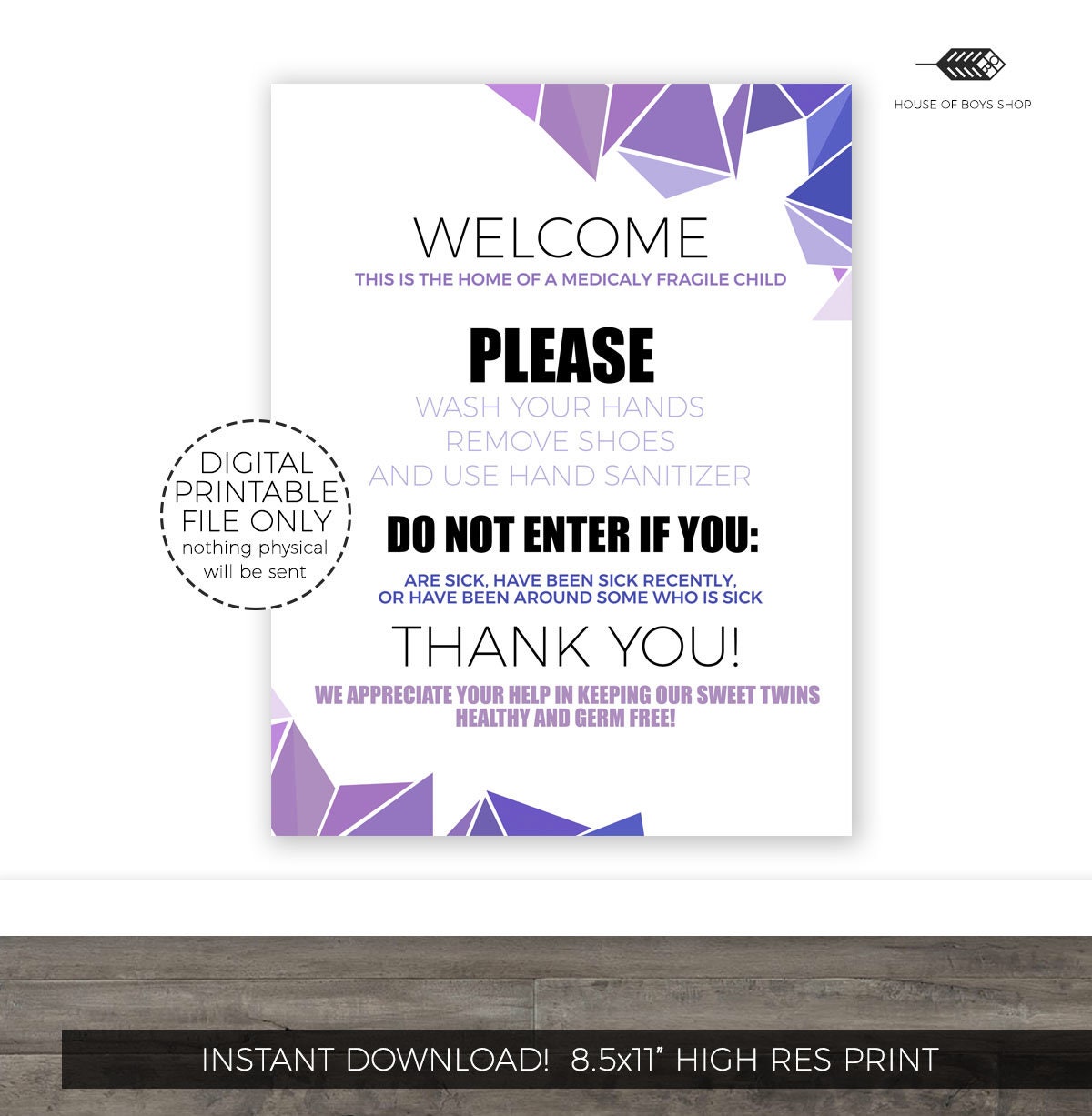 Medically Fragile Child Door Sign Medically Fragile Baby Wash | Etsy Canada