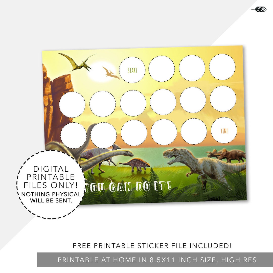 Dinosaur Reward Chart Sticker Chart Potty Training Incentive Goal ...
