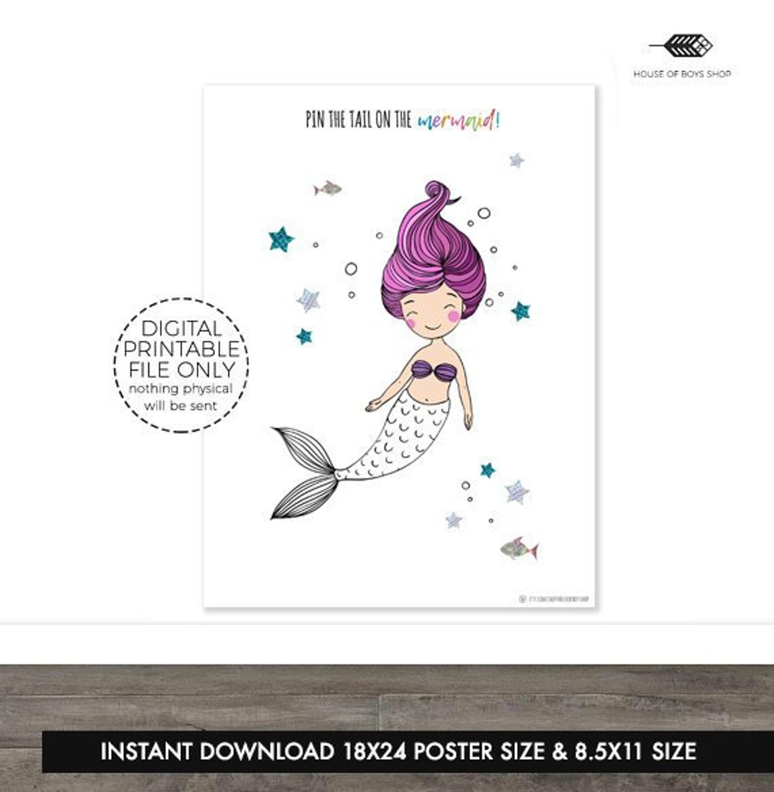 Pin the Tail on the Mermaid Birthday Party Games Printable Instant ...