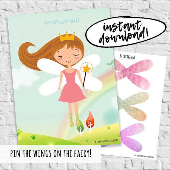 Pin The Tail Digital Birthday Party Fairy Game Pin The Wings | Etsy