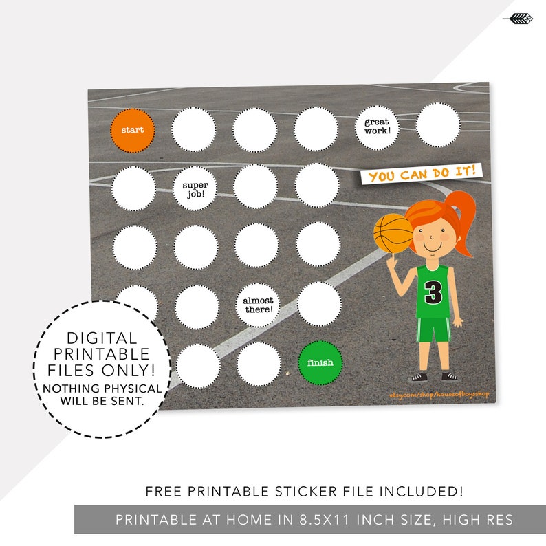 Basketball Incentive Chart BOY AND GIRL Designs Basketball | Etsy