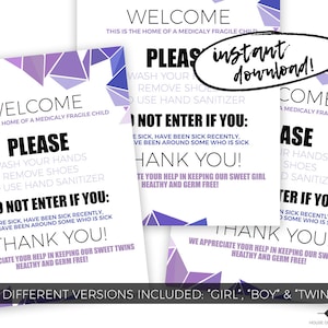 Medically Fragile Child Door Sign Medically Fragile Baby Wash Your ...