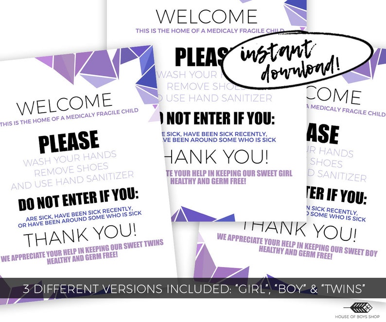 Medically Fragile Child Door Sign Medically Fragile Baby Wash | Etsy Canada