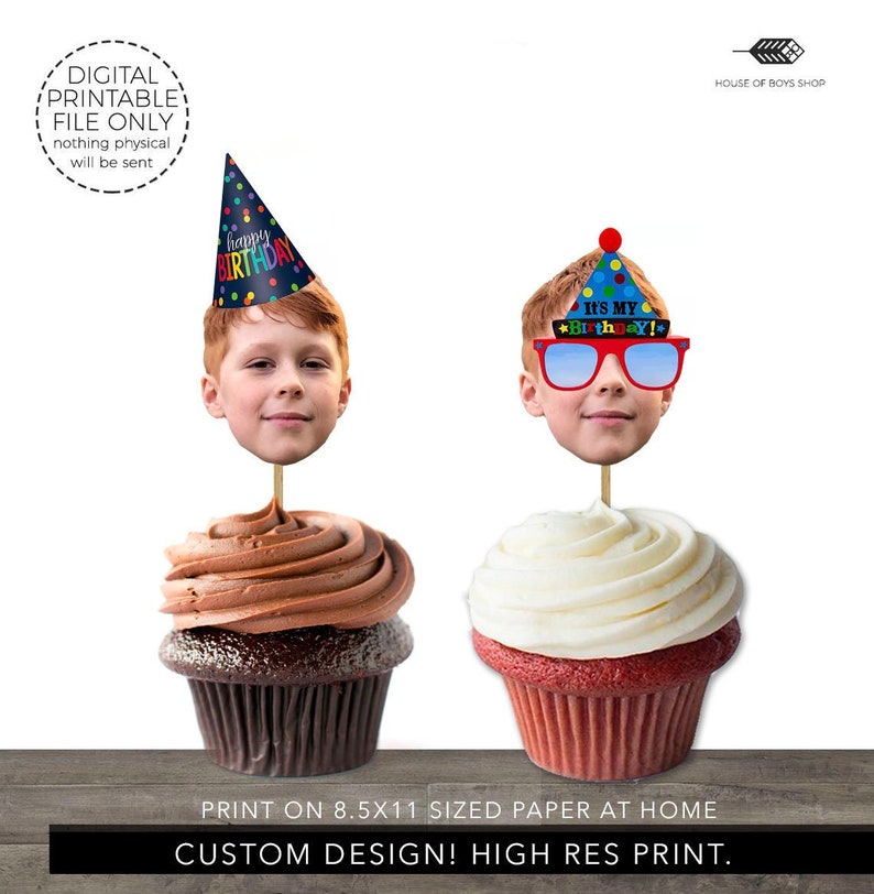 Custom Photo Cupcake Topper, Personalized, Face Cupcake Topper ...