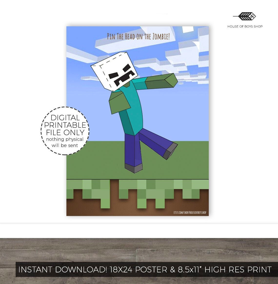 Mine Pixel Zombie Pin the Head on the Zombie Pin the Tail on the ...