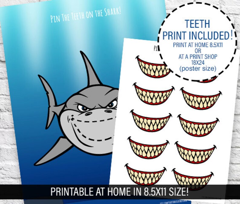 Pin the Tail on the Shark Shark Birthday Party Game Shark | Etsy Canada