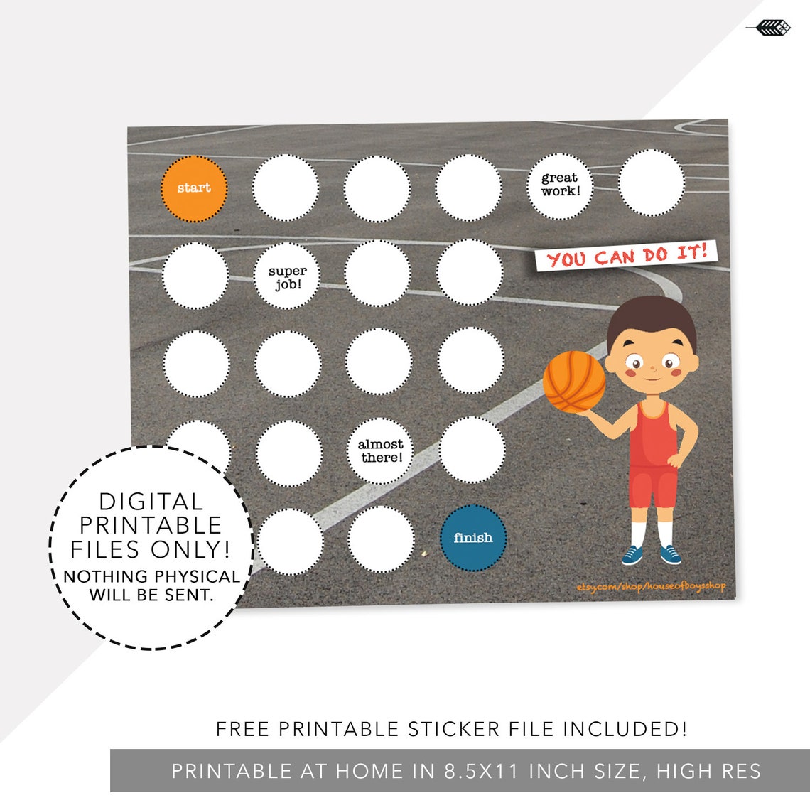 Basketball Incentive Chart BOY AND GIRL Designs Basketball | Etsy