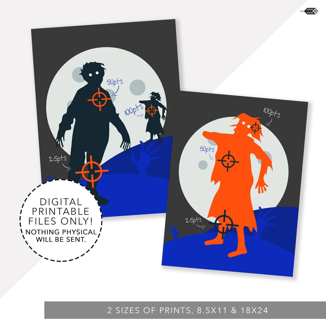 Zombie Target Practice Shooting Targets Birthday Party Game Digital ...