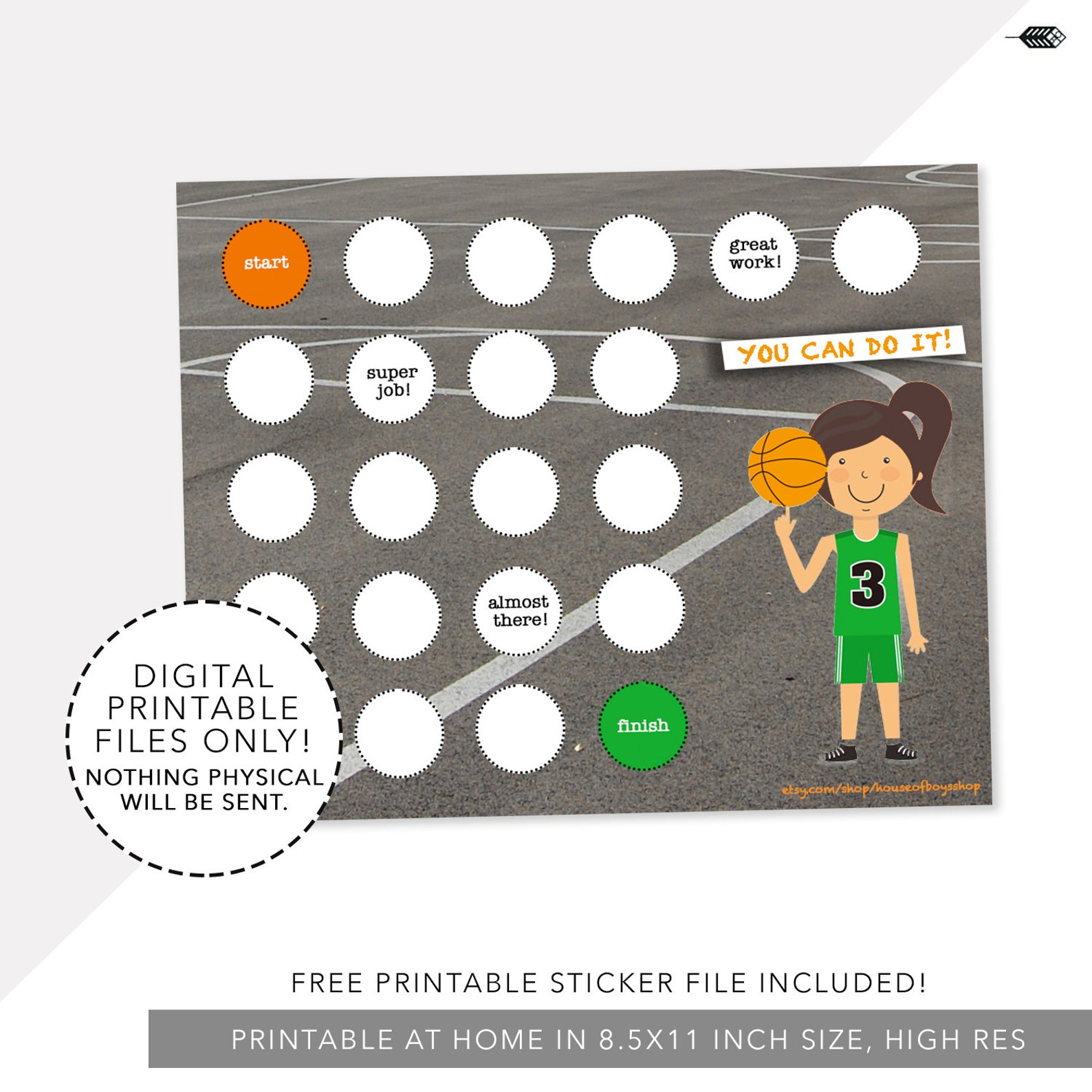 Basketball Incentive Chart BOY AND GIRL Designs Basketball | Etsy