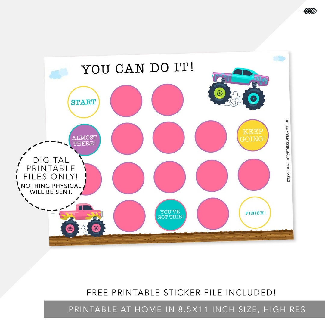 Reward Chart Printable Monster Truck Incentive Chart Digital Download ...