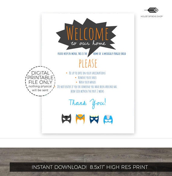 Medically Fragile Door Sign Superhero Sign NICU Hospital | Etsy