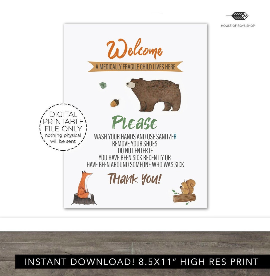 Medically Fragile Door Sign, Sign Medically Fragile Child Baby Welcome ...