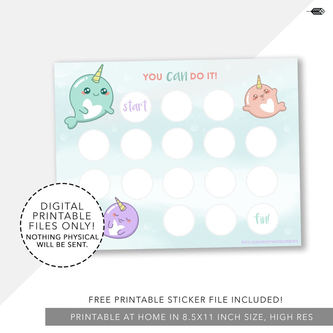 Reward Chart Printable Narwhals Incentive Chart Digital - Etsy