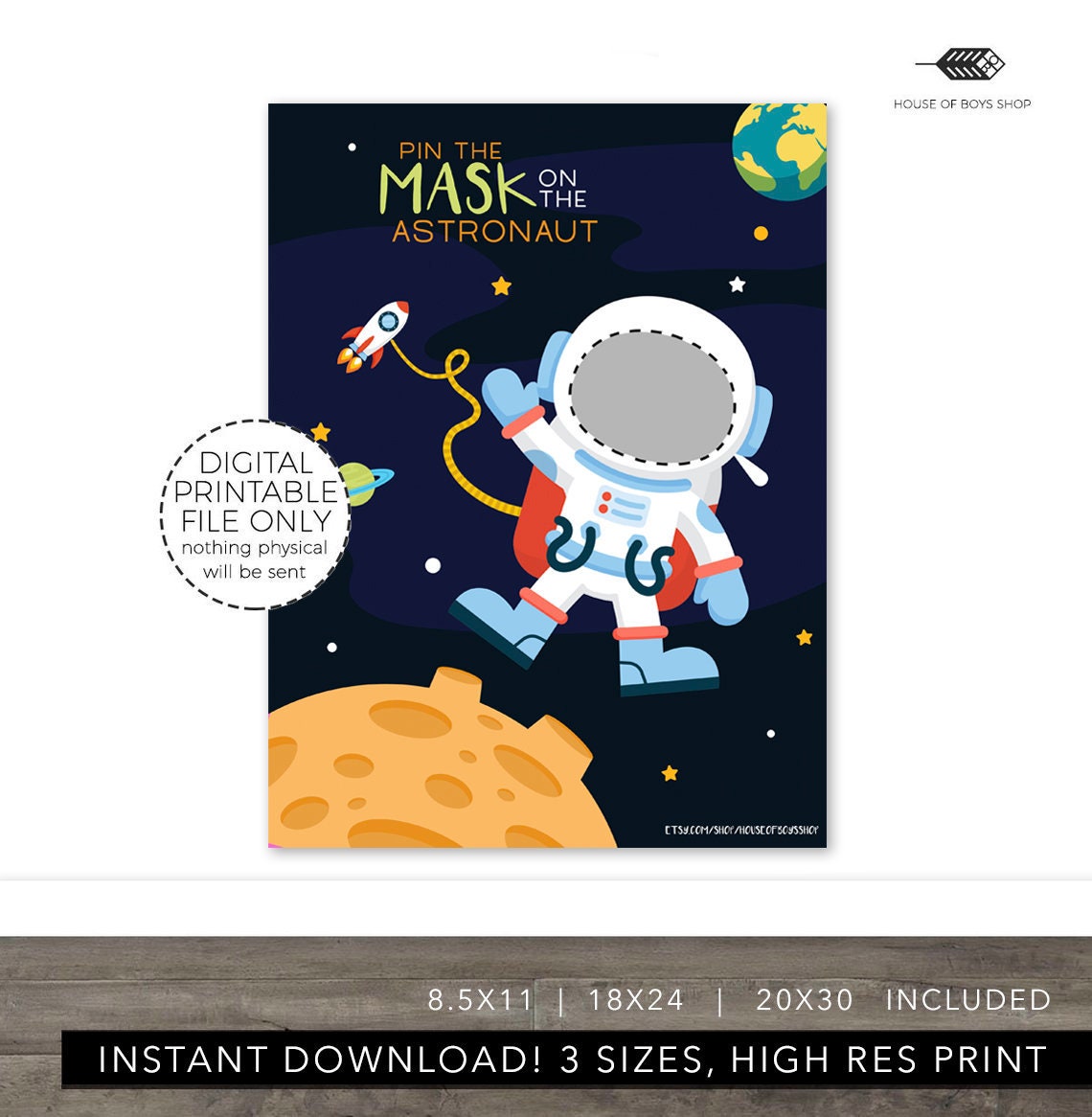 Pin the Tail Astronaut Pin the Tail Game Digital Printable - Etsy