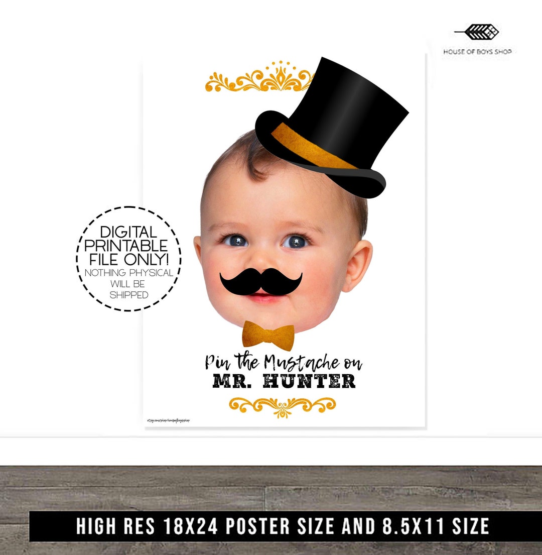 Custom Pin the Mustache Party Game, Personalized Birthday (digital ...