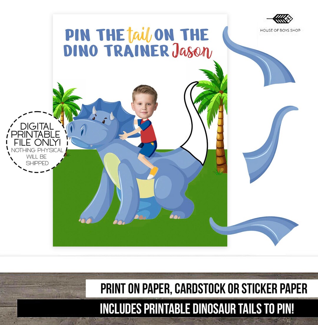 Pin the Tail on the Dinosaur, Dinosaur Party Game, Dinosaur, Birthday ...