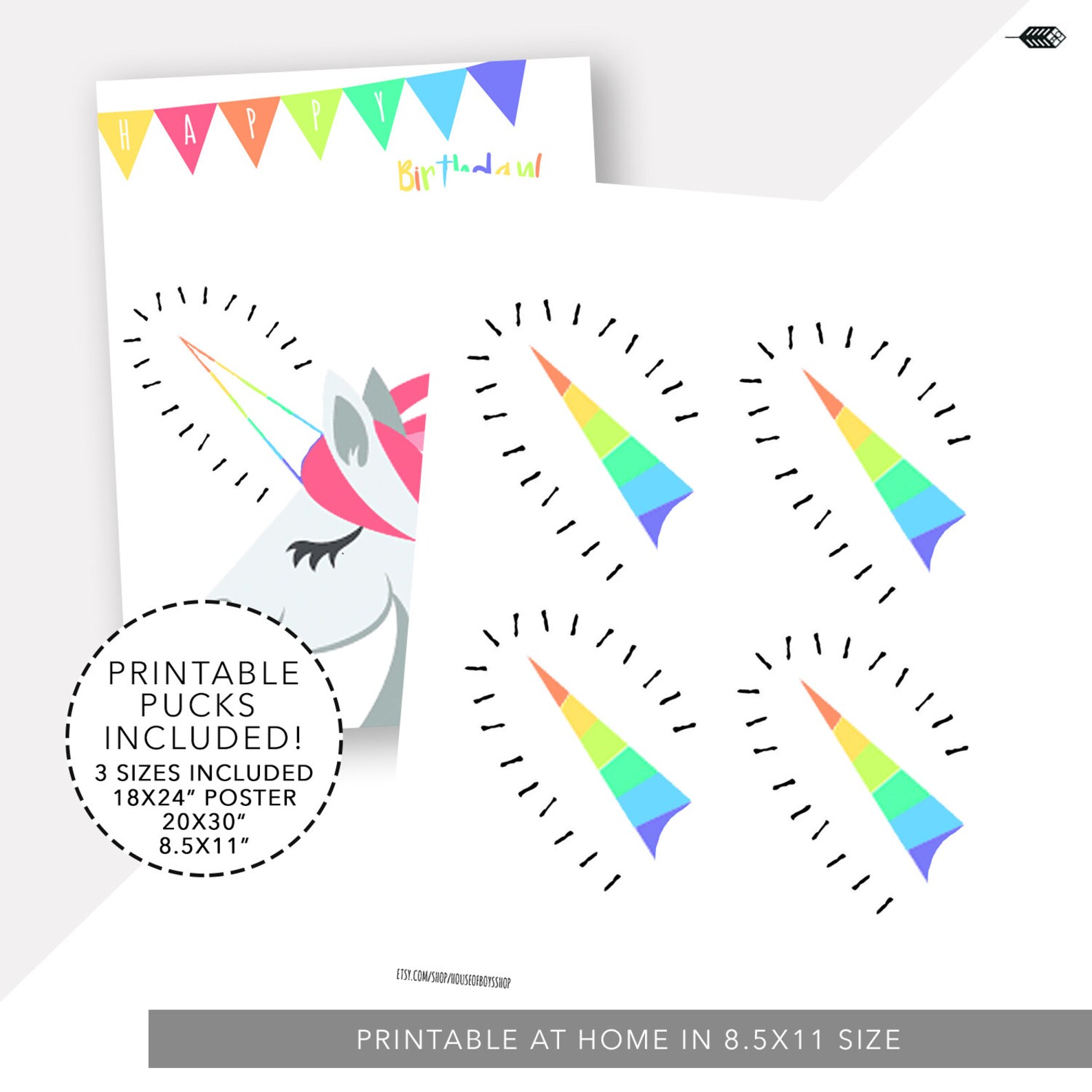 Pin the Horn on the Unicorn Kids Birthday Games Instant - Etsy