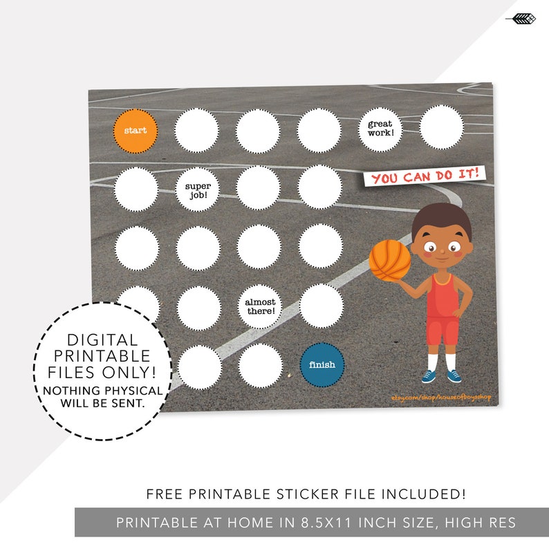 Basketball Incentive Chart BOY AND GIRL Designs Basketball | Etsy