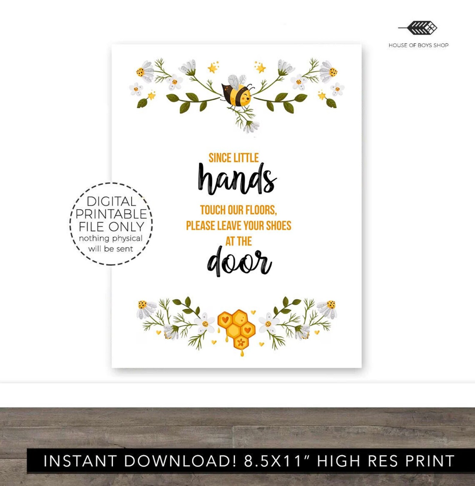 Remove Shoes Door Sign, Medically Fragile, Bee Decor (digital Download ...